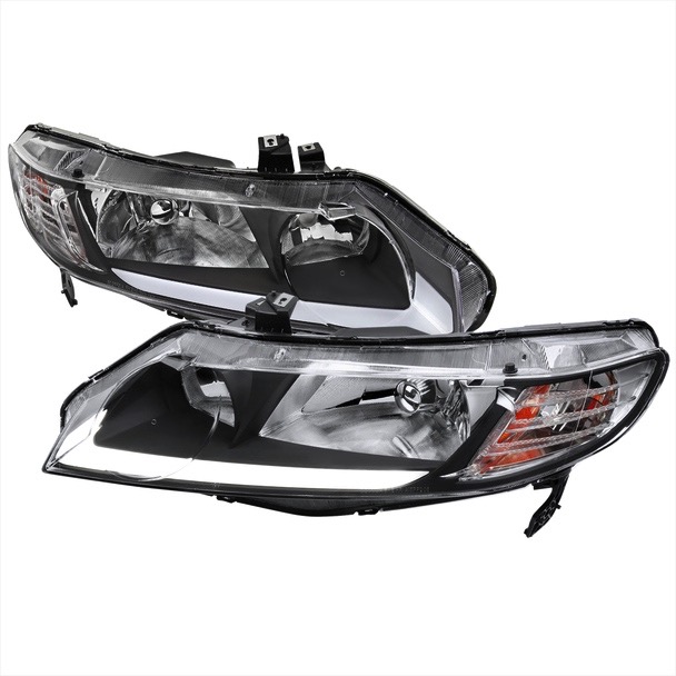 2LH-CV064JM-G3-GO Spec-D Euro Headlights with LED Strip
